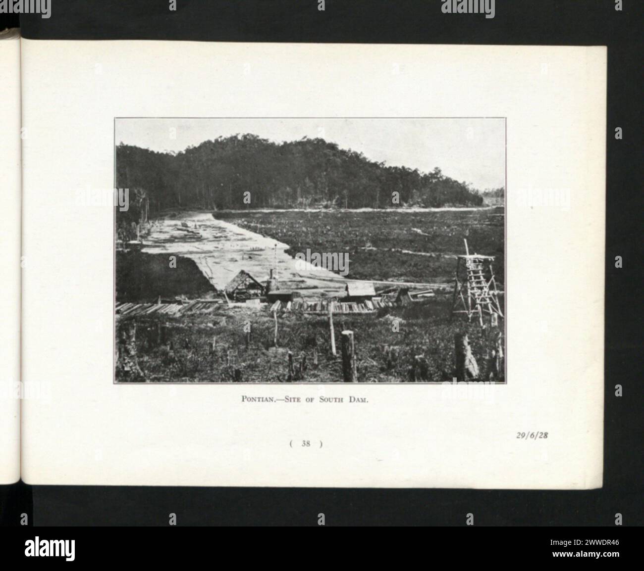 Description: Pontian.-Site of South Dam. Location: Pontian, Malaya Date ...