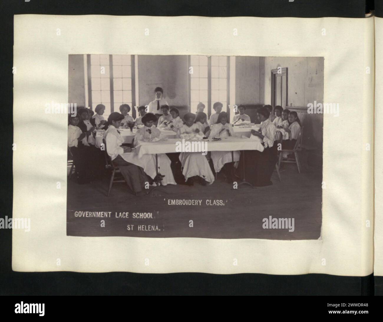 Photograph of an embroidery class at the Government Lace School in St ...