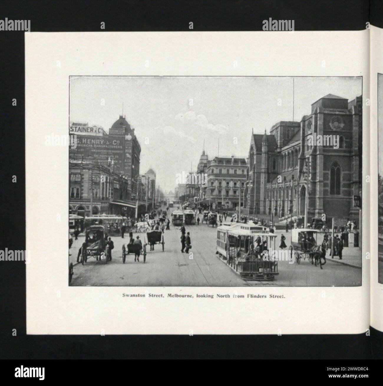 The image shows Swanston Street in Melbourne, looking north from ...
