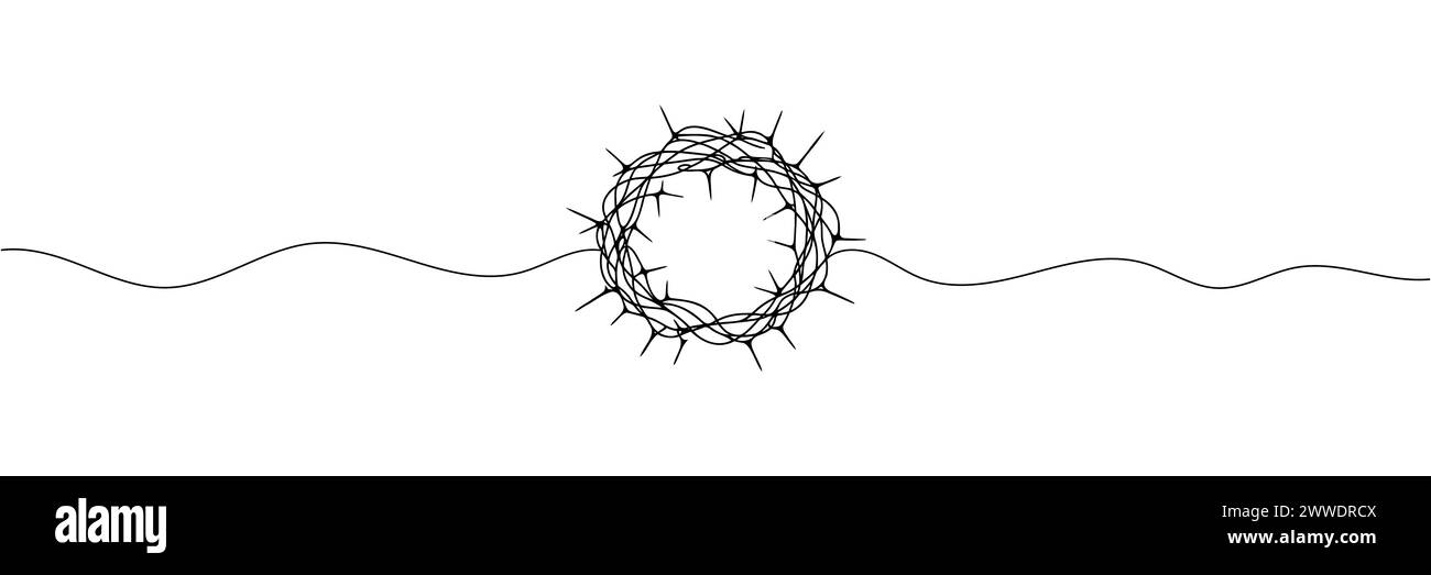 Continuous one line drawing of Christ's crown of thorns Stock Vector ...