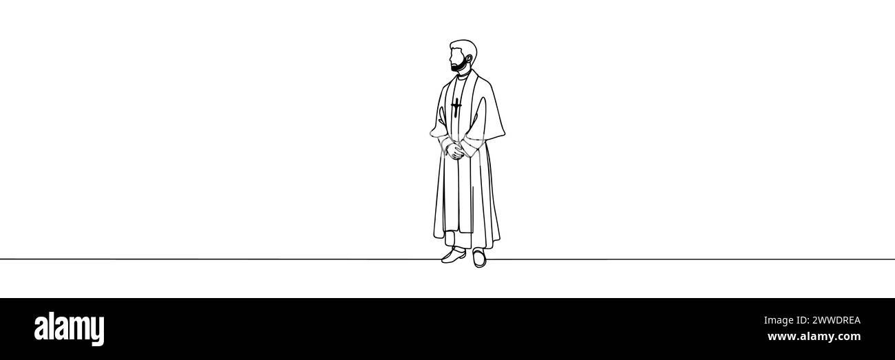 One continuous line drawing of a male priest Stock Vector Image & Art ...