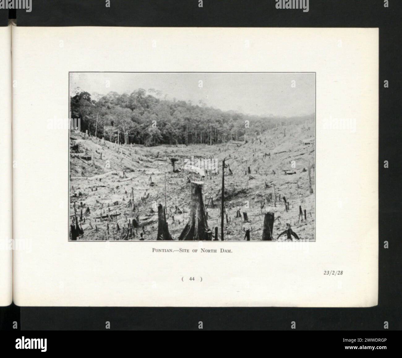 Description: Pontian.-Site of North Dam. Location: Pontian, Malaya Date ...