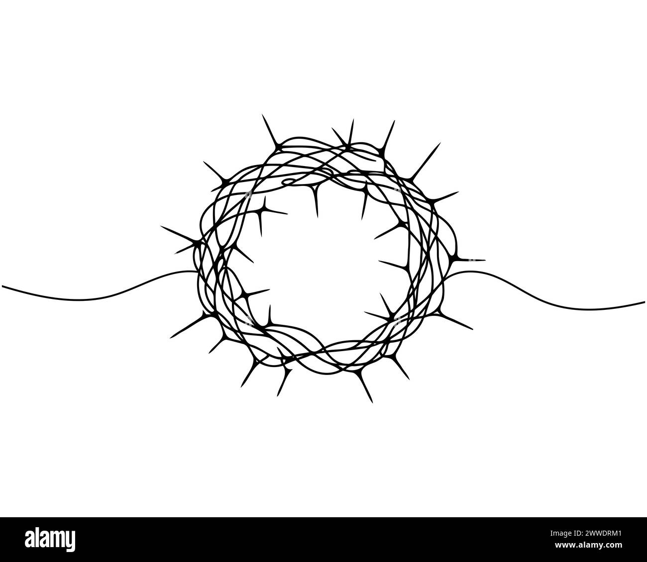 Continuous one line drawing of Christ's crown of thorns Stock Vector ...