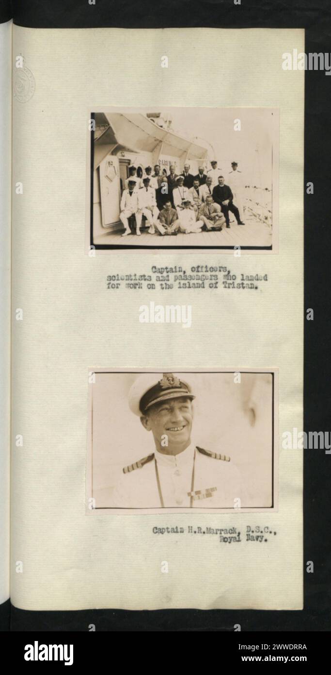 Description: Captain, officers, scientists and passengers who landed ...