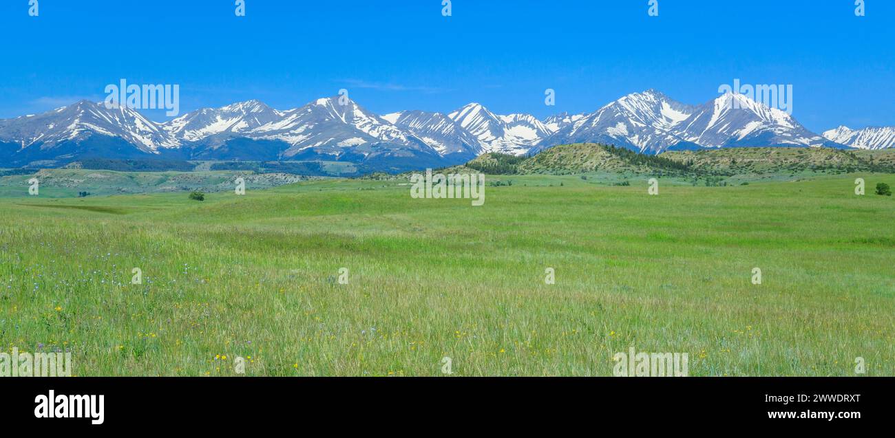 panorama of the prairie below the crazy mountains near big timber ...