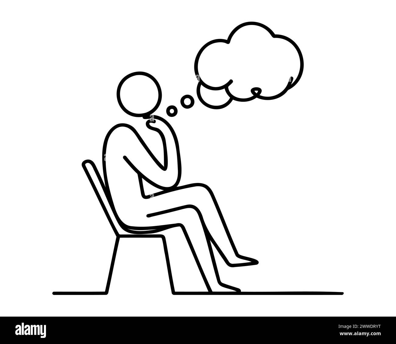 Continuous one line drawing of a thinking guy Stock Vector Image & Art ...