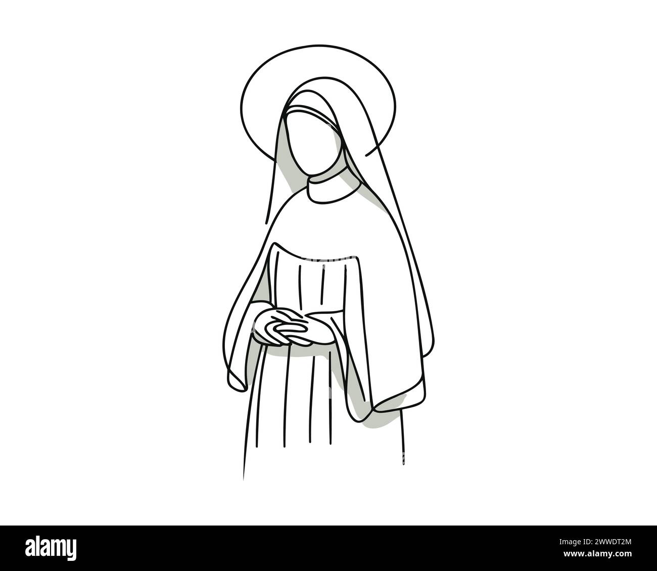Nun one line continuous. Line art Christian nun, religion banner ...