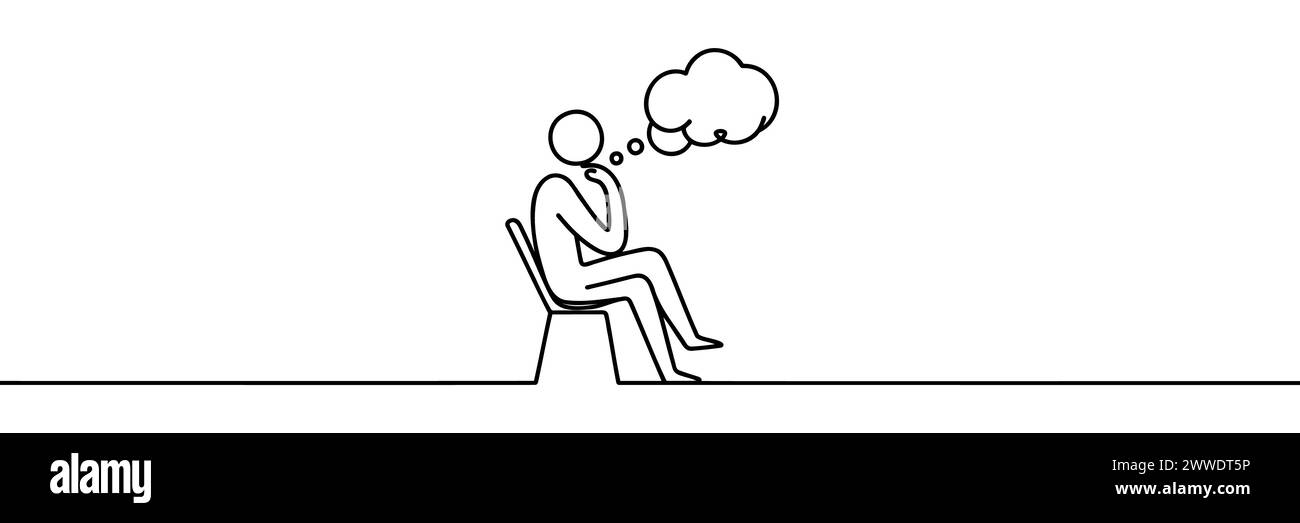 Continuous one line drawing of a thinking guy Stock Vector Image & Art ...