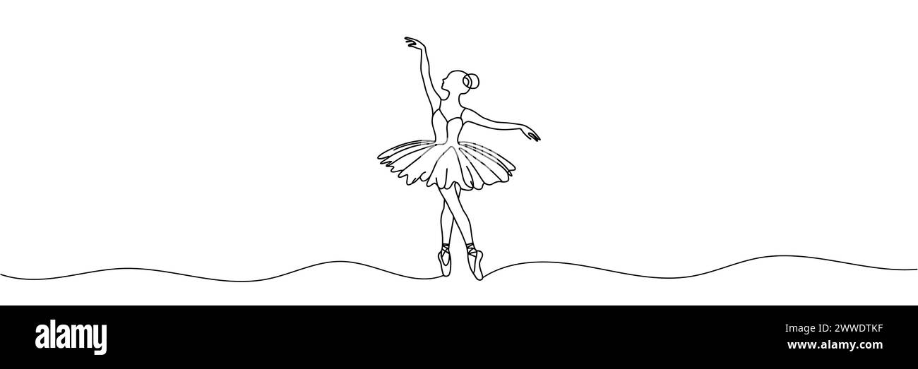 continuous line drawing of woman ballet dancer Stock Vector Image & Art ...