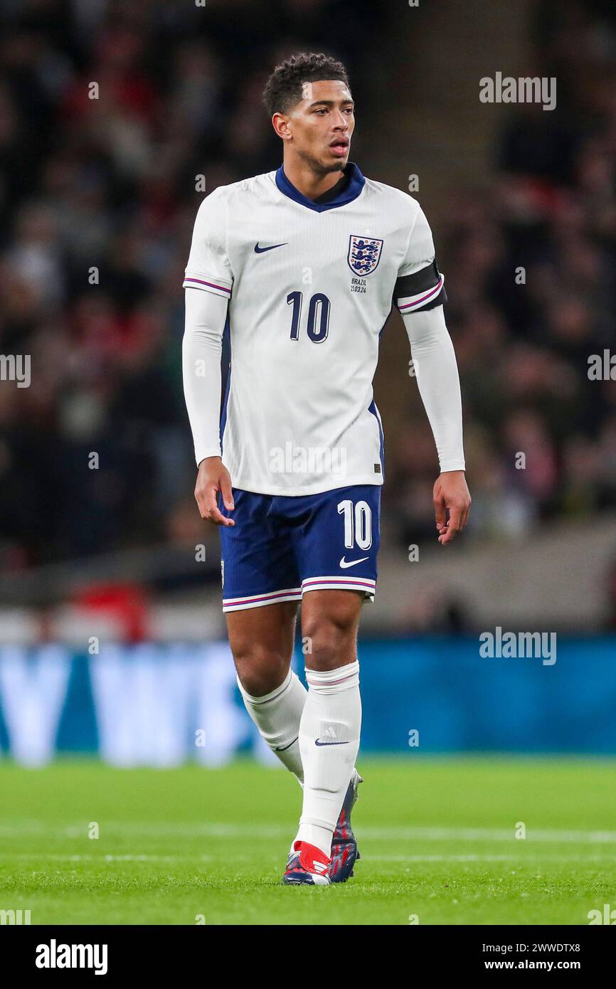 London, UK. 23rd Mar, 2024. England midfielder Jude Bellingham during ...