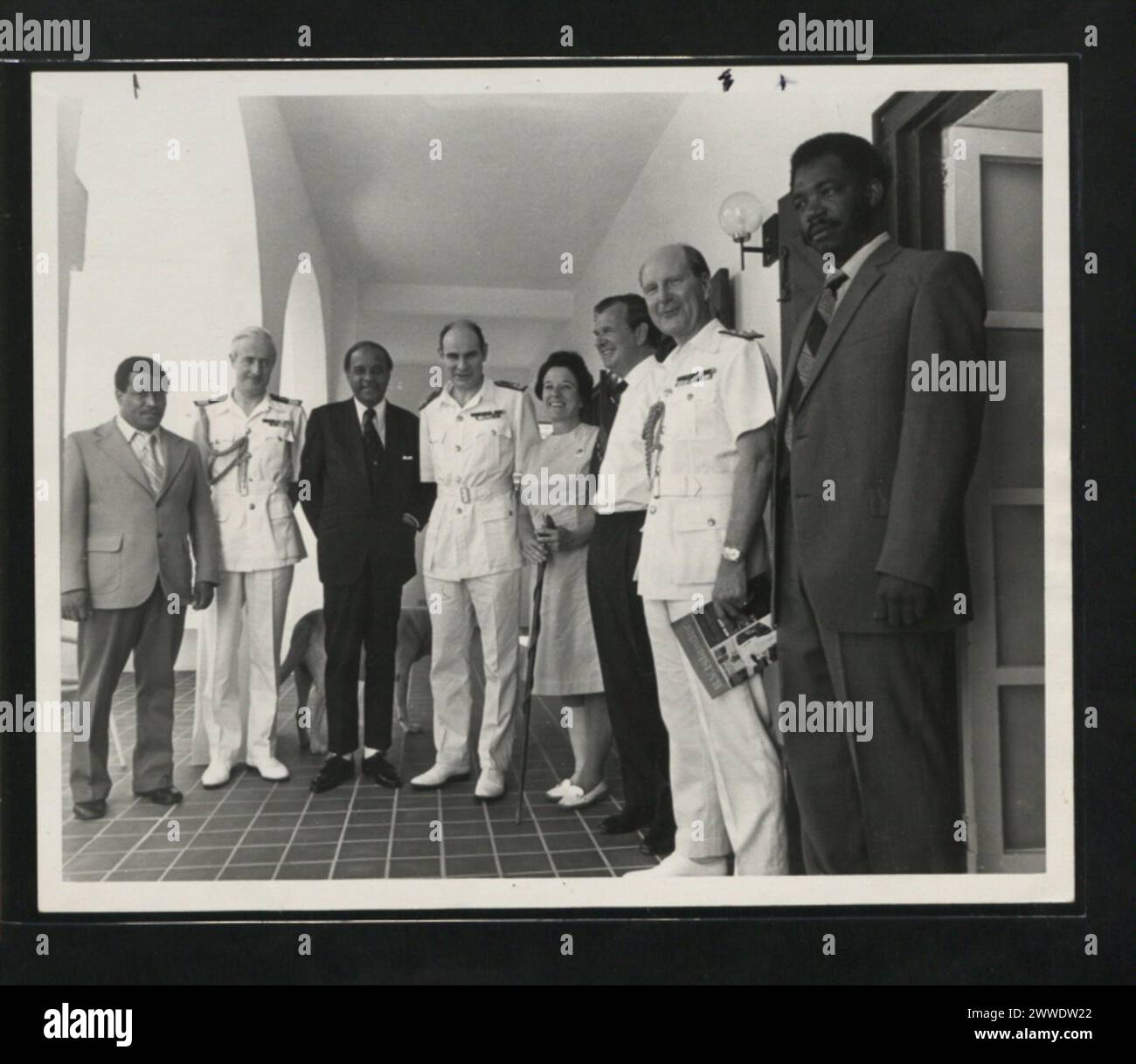 Admiral Sir Michael Pollock, second from right, makes a courtesy call ...