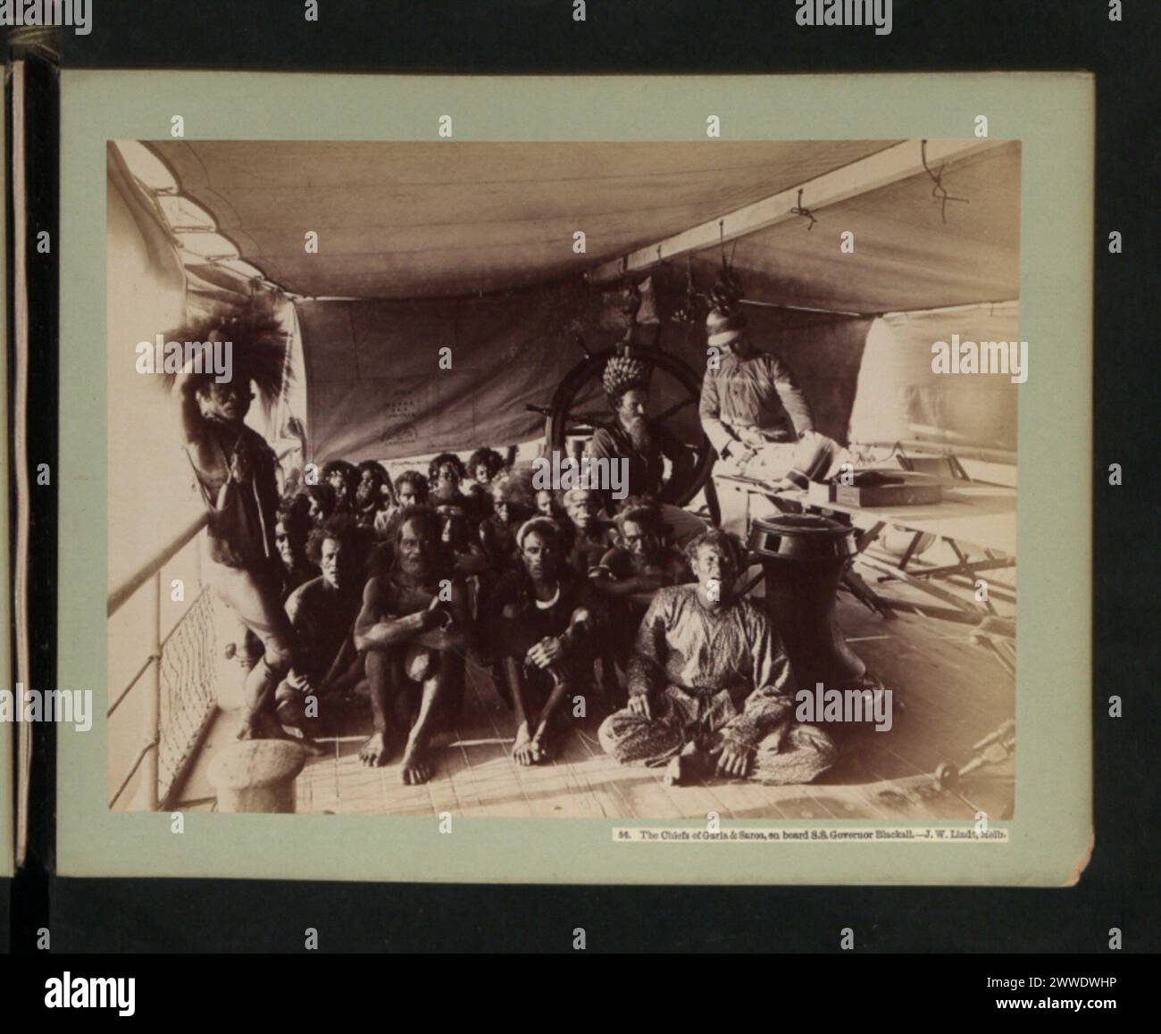 Description: The Chiefs of Garis & Saroa, on board S.S. Governor ...