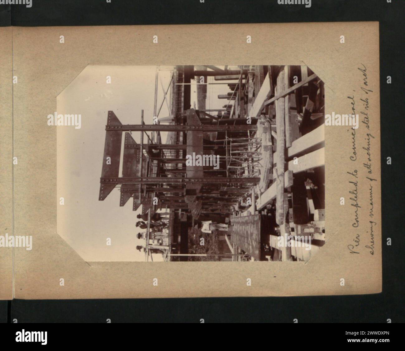 Description: Pier completed to cornice level showing manner of ...