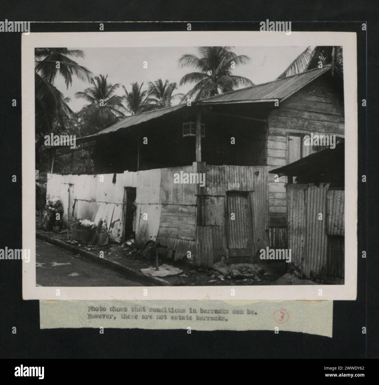 Photograph showing barracks conditions in Frederick Village, Trinidad ...