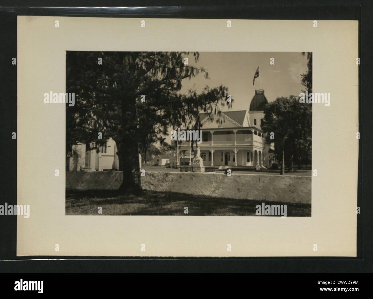 Description: The Palace of Queen Salote of Tonga on the wall in front ...