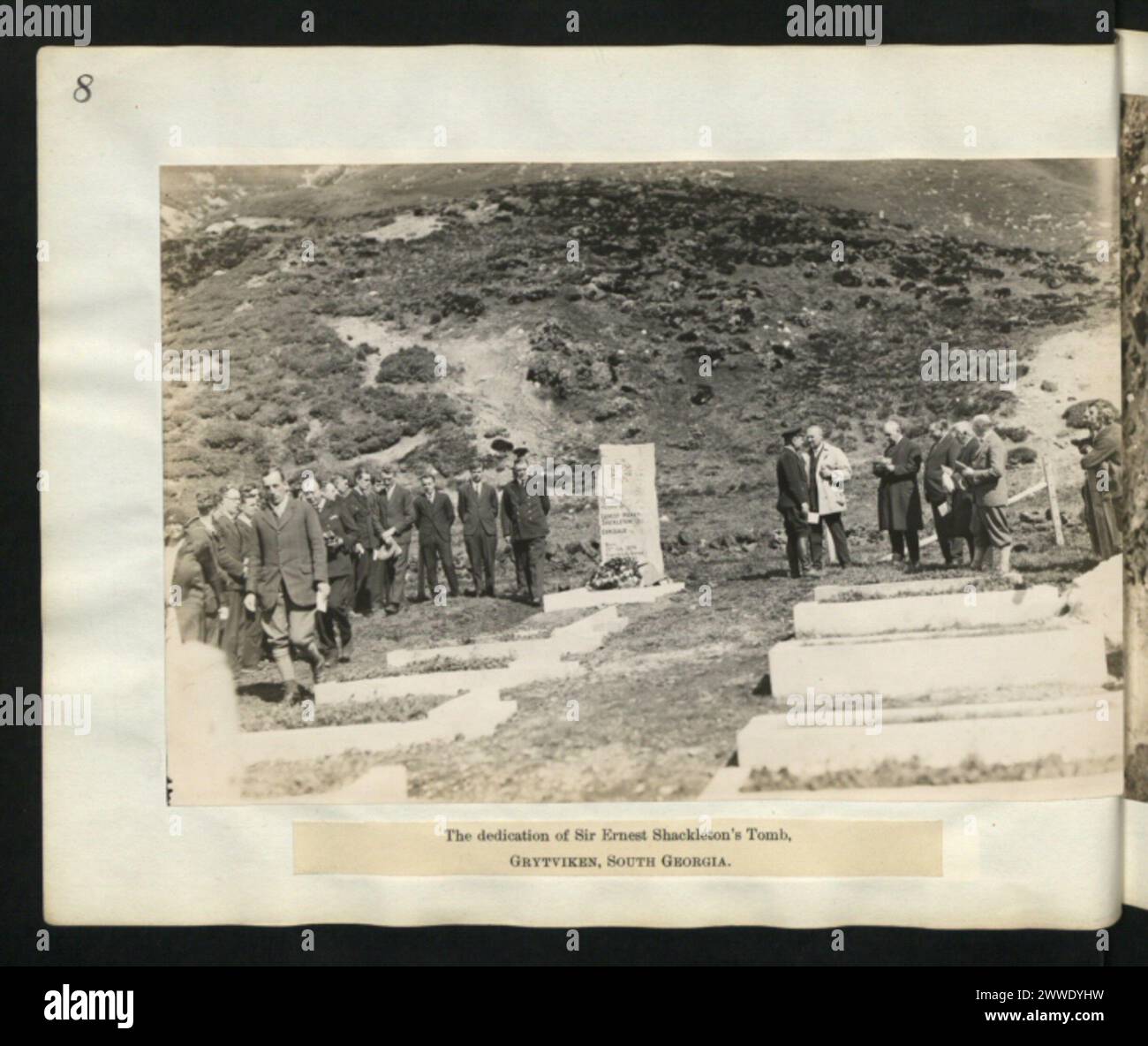 Description: The dedication of Sir Ernest Shackleton's Tomb, Grytviken ...