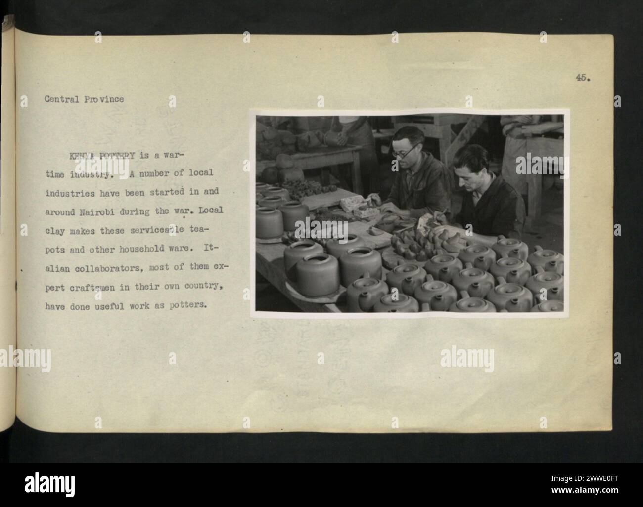 Pottery in Kenya's Central Province was developed as a wartime industry ...