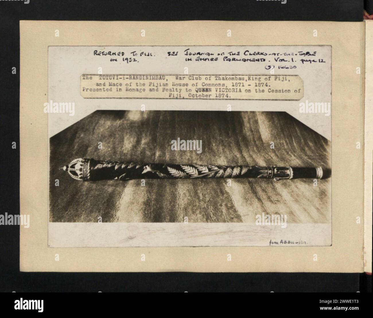 Description: The Tutuvi-i-Randinimbad, War Club of Thakombau, King of ...