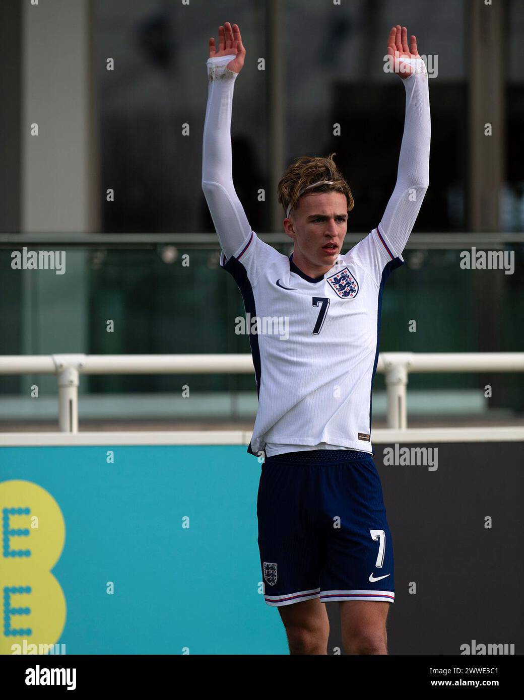 St Georges Park, UK. 23rd Mar, 2024. Jesse Derry (7) forward for ...