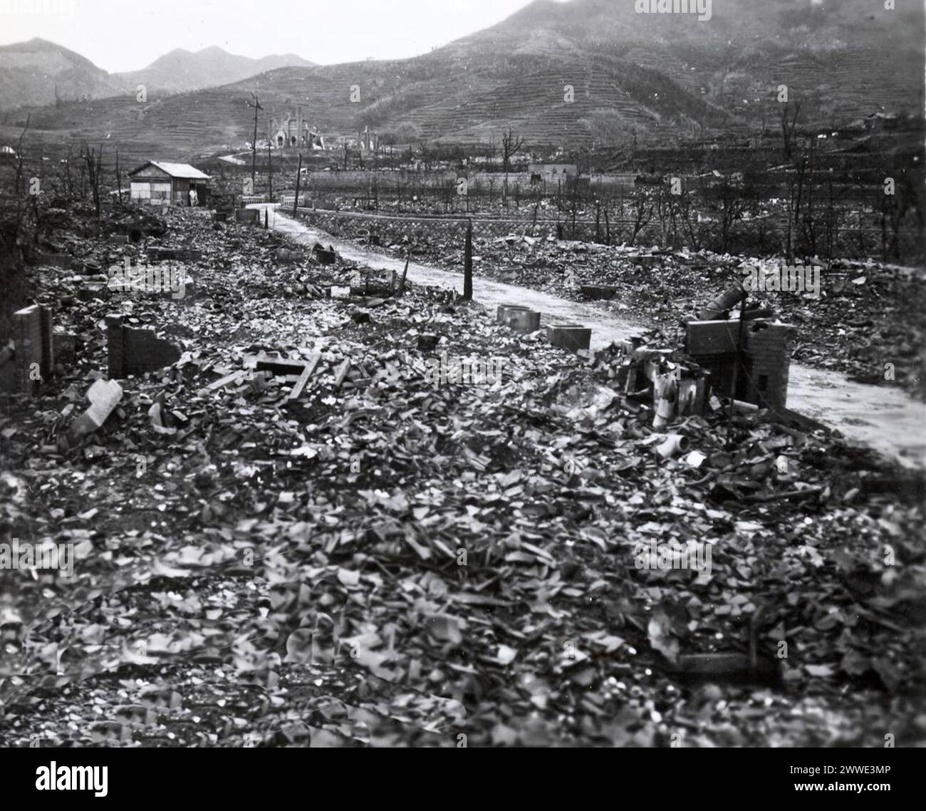Atomic bomb damage in Nagasaki, HMS Speaker's evacuation of prisoners ...