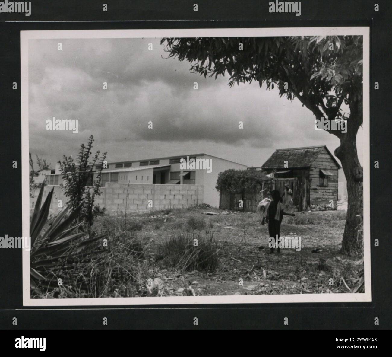 Photograph from 1947-1949 showing building work in Barbados, depicting ...