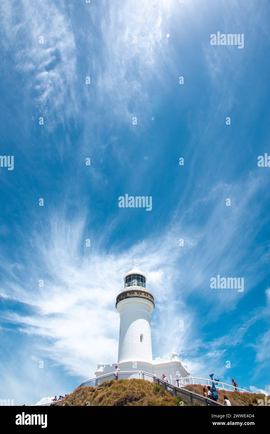 Cape Byron Lighthouse with Blue Skies and Clouds, Byron Bay, NSW ...