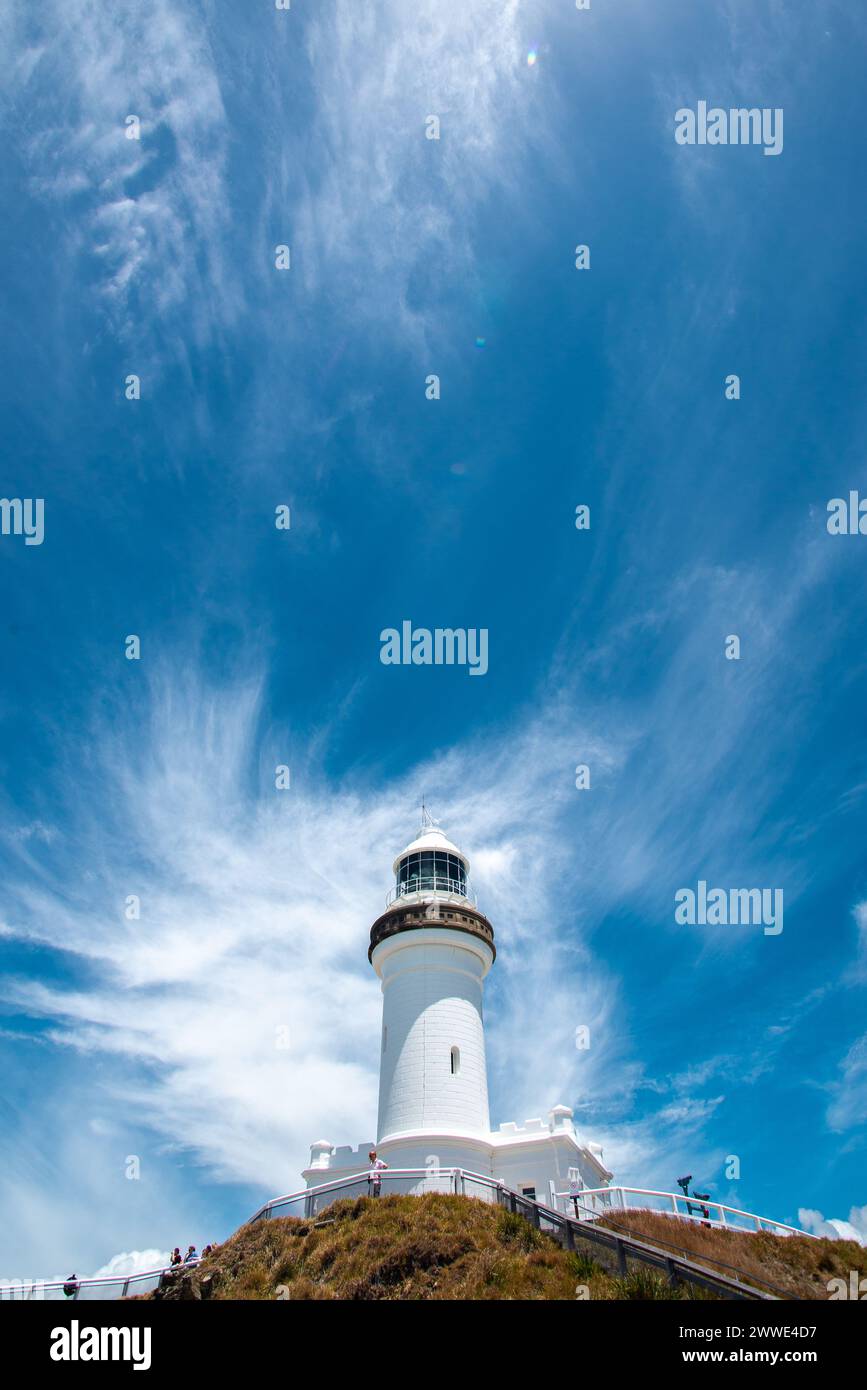 Cape Byron Lighthouse with Blue Skies and Clouds, Byron Bay, NSW ...