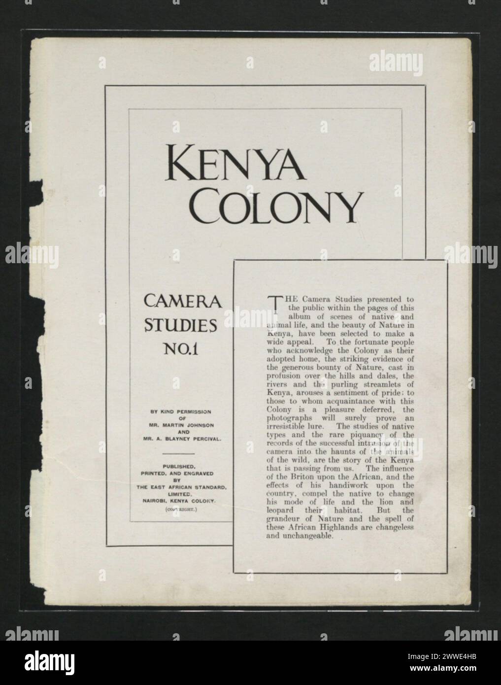 Description: Kenya Colony Camera Studies No.1 By Kind Permission of Mr ...