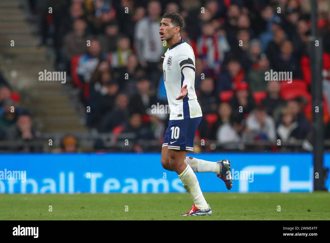 Jude Bellingham of England reacts during the International Friendly ...