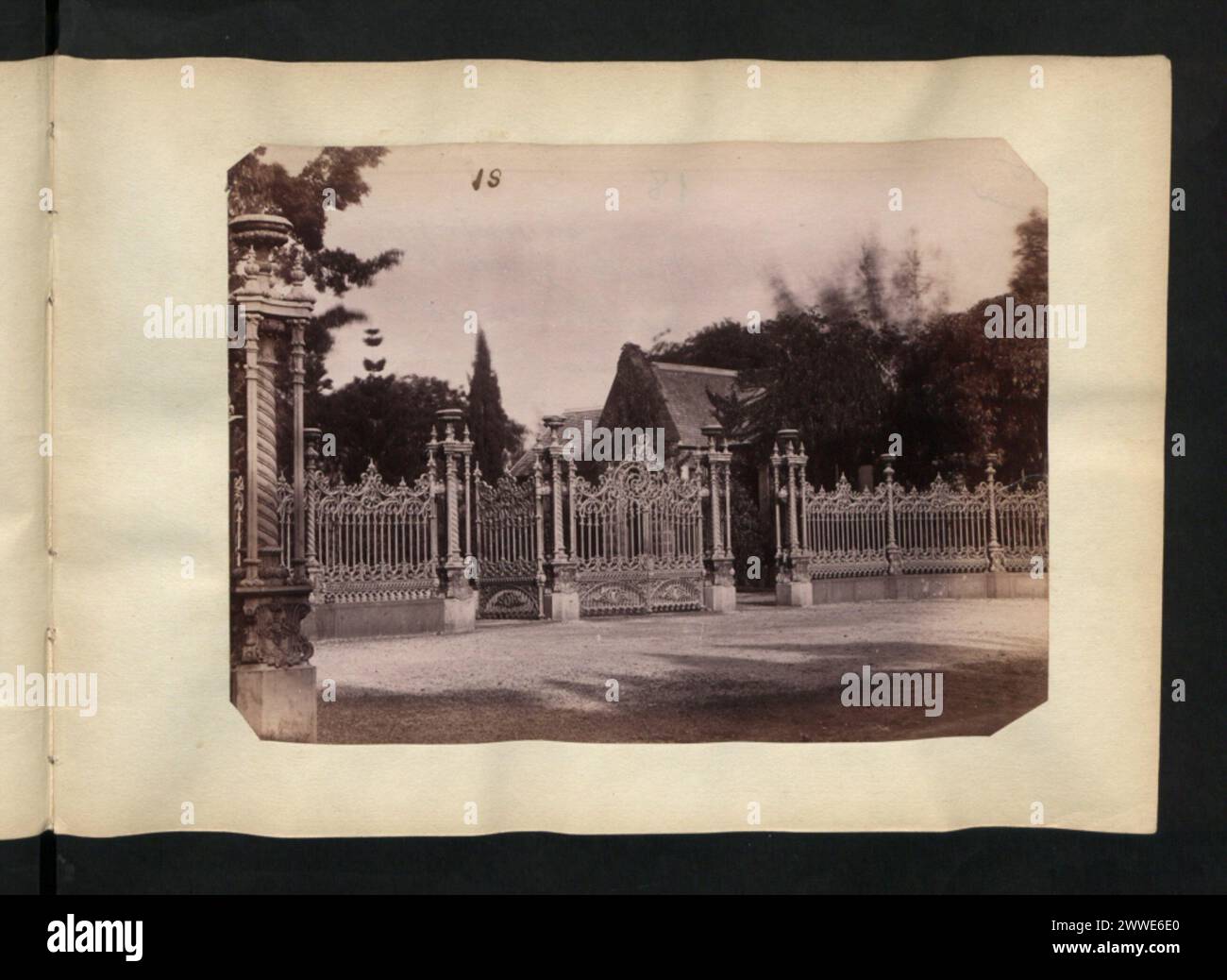 Photograph showing the railway and main entrance to Pamplemousses ...