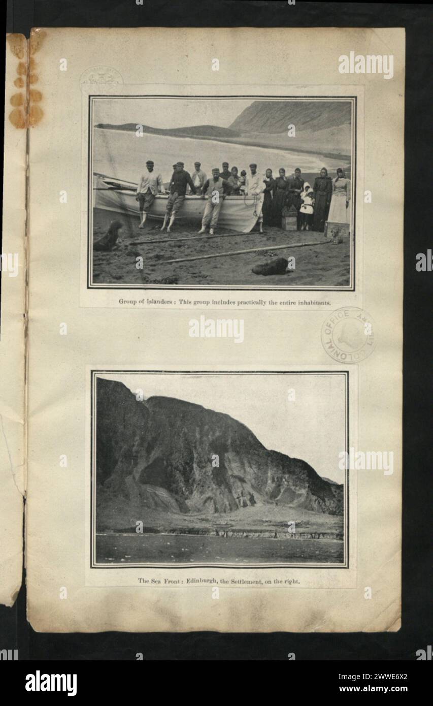A 1920–1929 photograph of a group of Tristan Da Cunha islanders ...