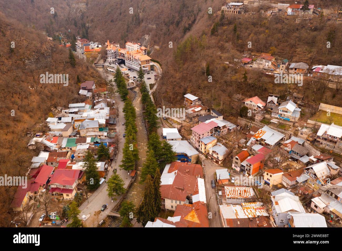 Aerial view borjomi city resort hi-res stock photography and images - Alamy