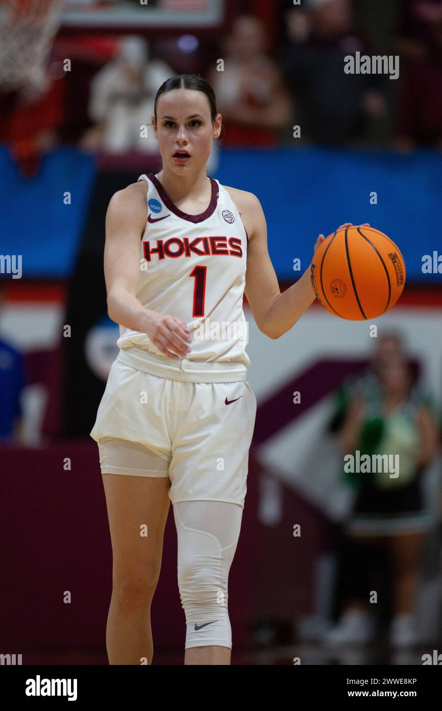 Blacksburg, VA, USA. 22nd Mar, 2024. Virginia Tech Hokies guard ...