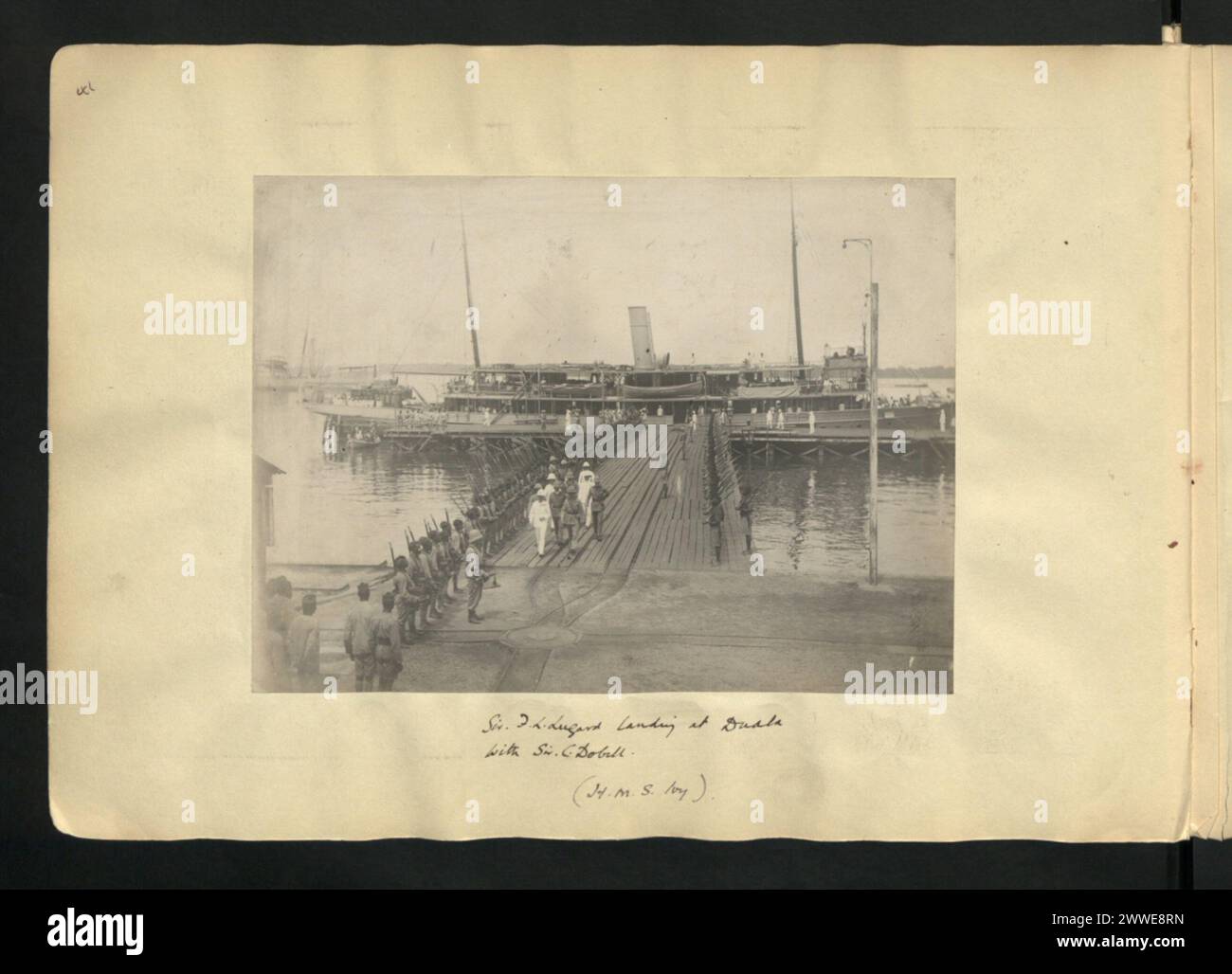 Description: Sir F.L. Lugart landing at Dwala with Sir C. Dobell. (H.M ...