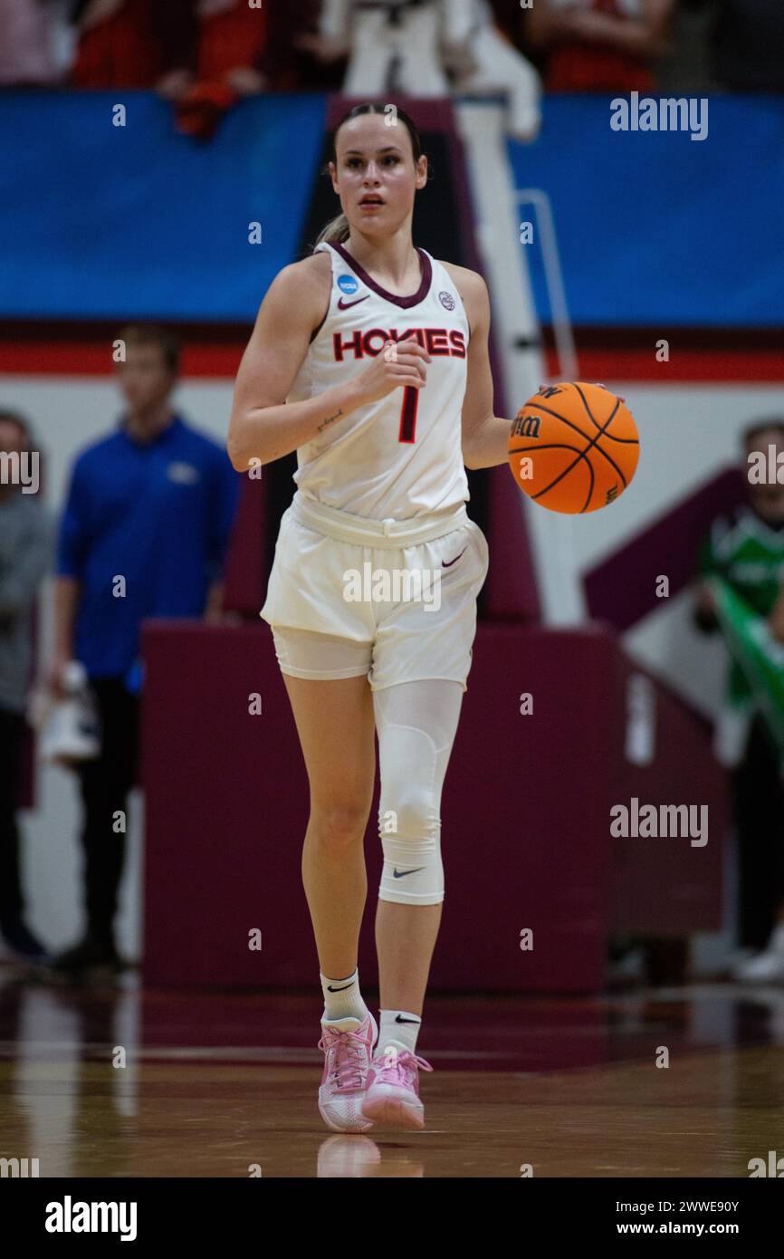 Blacksburg, VA, USA. 22nd Mar, 2024. Virginia Tech Hokies guard ...