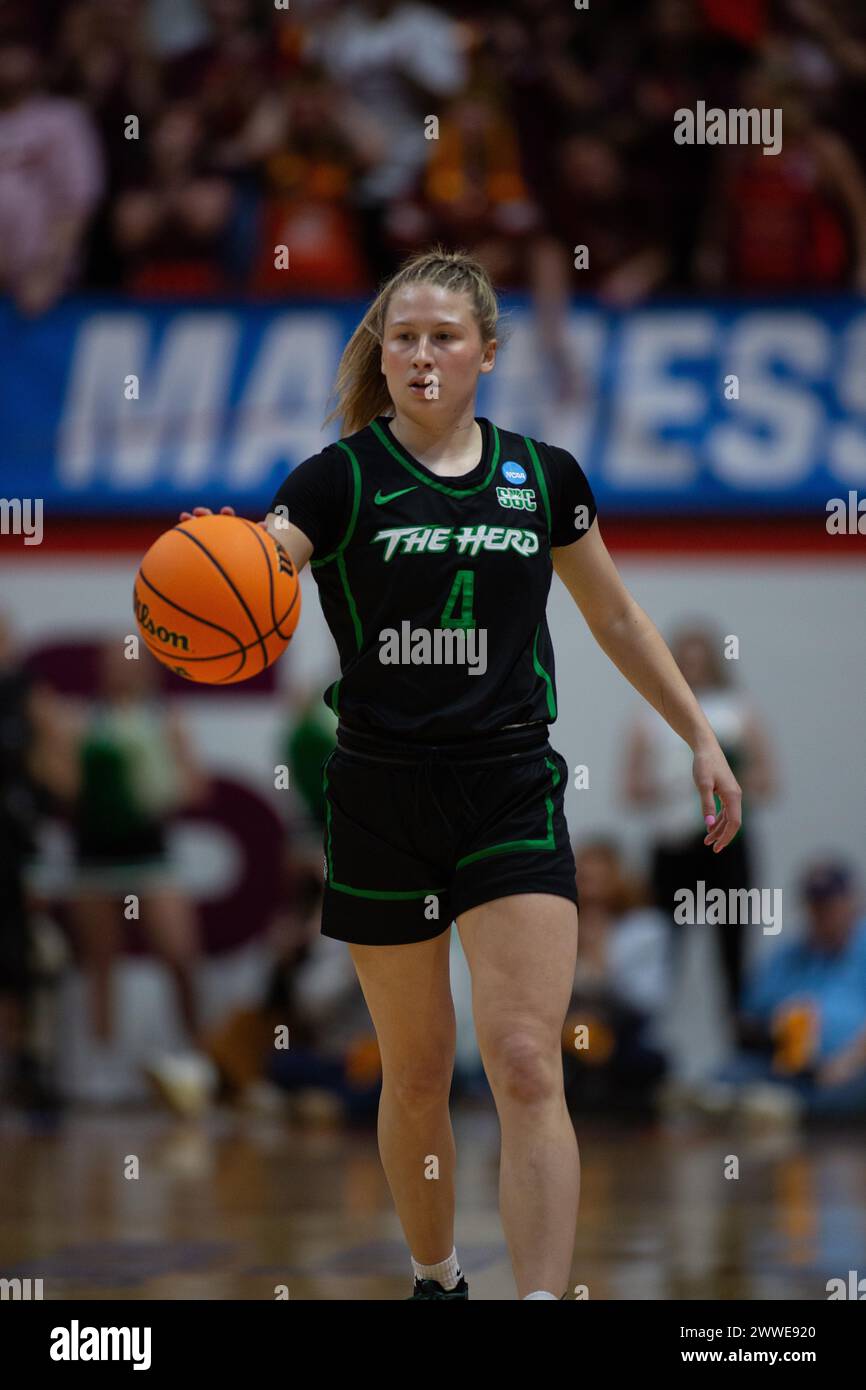 Blacksburg, VA, USA. 22nd Mar, 2024. Marshall Thundering Herd guard ...