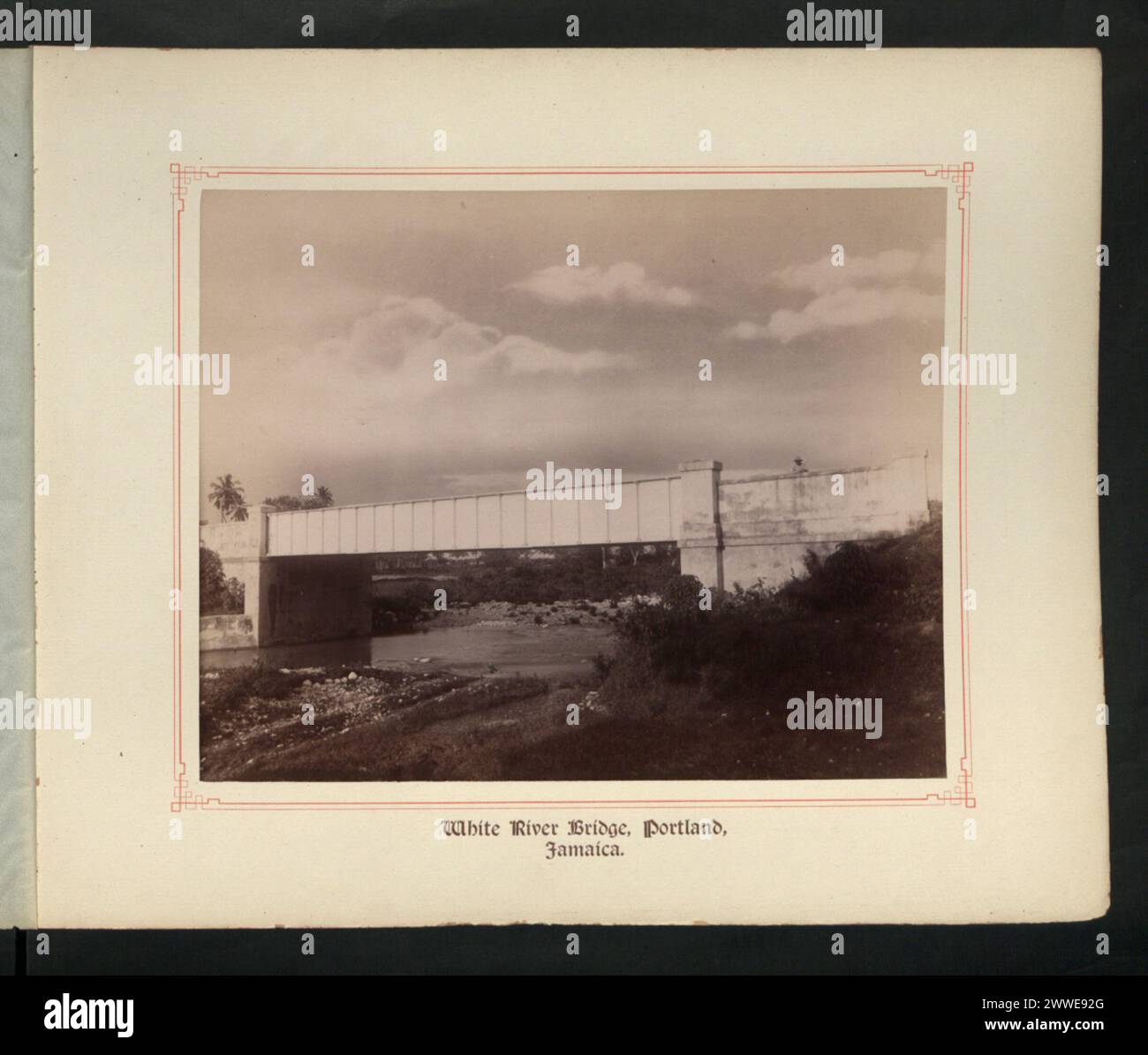 An image from 1890-1895 showing White River Bridge in Portland, Jamaica ...