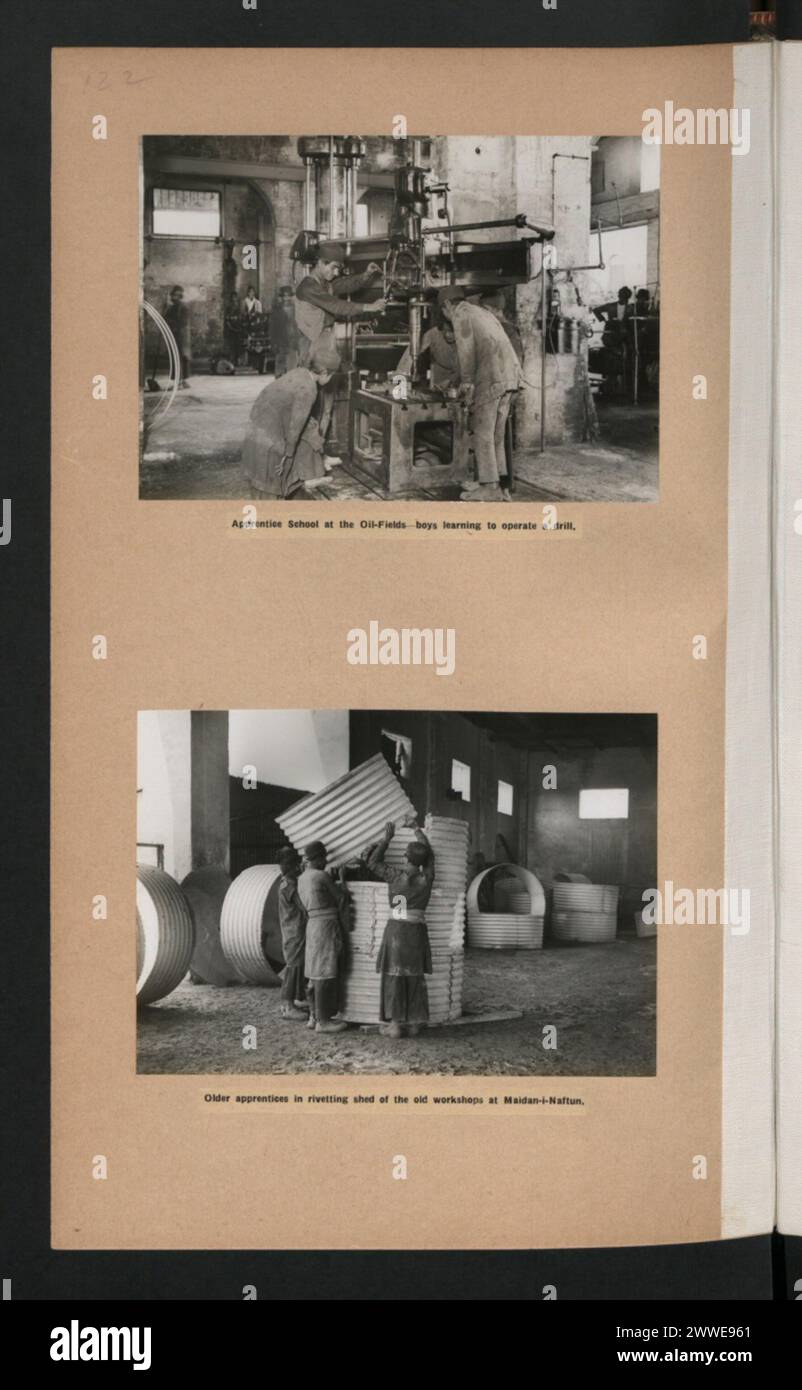 Description: Apprentice School at the Oil-Fields-boys learning to ...
