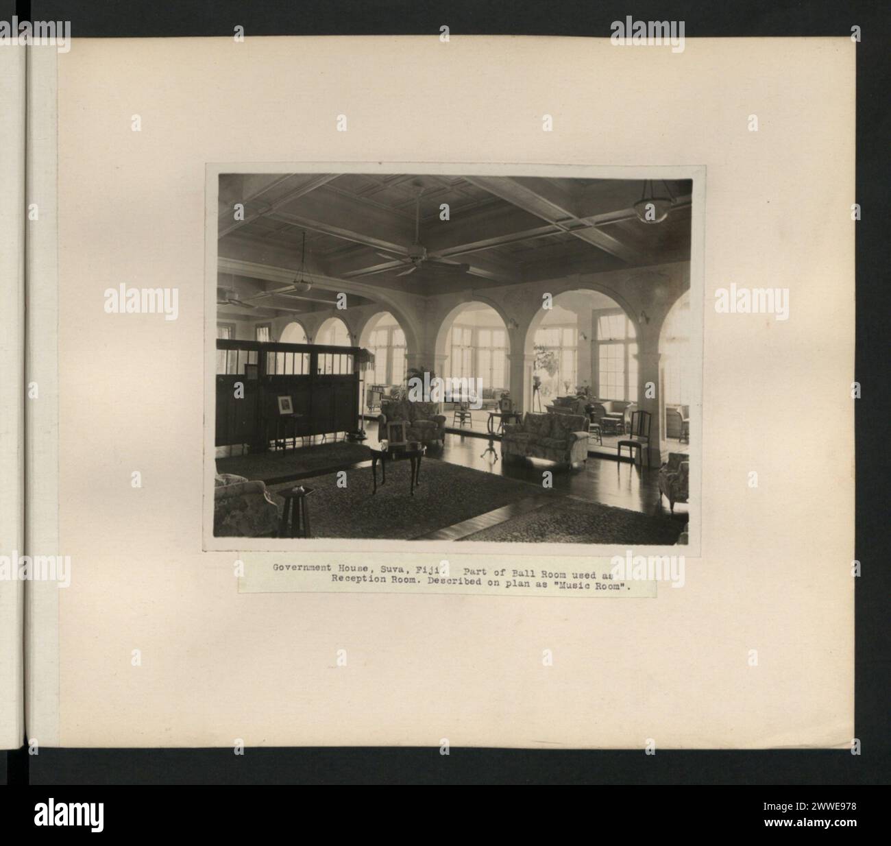 Description: Government House, Suva, Fiji. Part of Ball Room used as ...