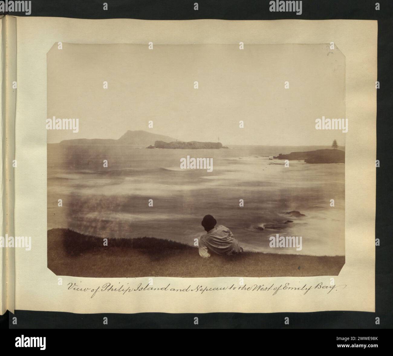 Description: View of Philip Island and Nepeau to the west of Emily Bay ...