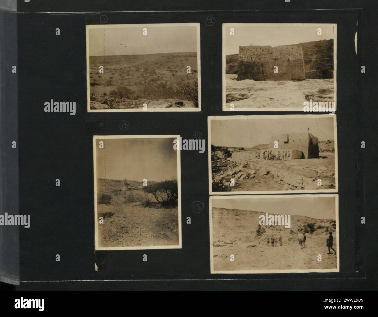 Photograph showing a fort in Somali country with sand, stones, and ...