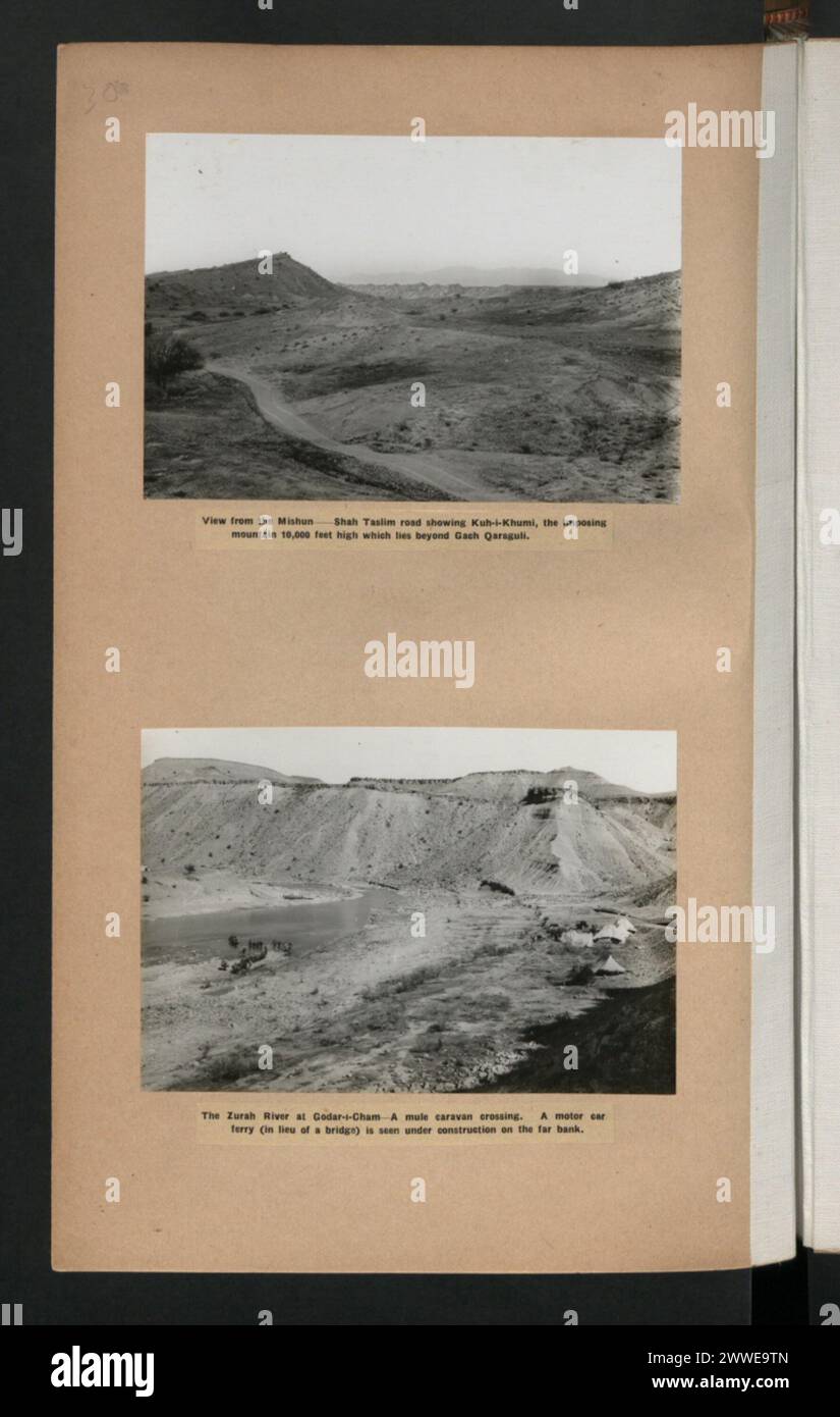 Photograph showing Kuh-i-Khumi mountain beyond Gach Qaraguli and the ...