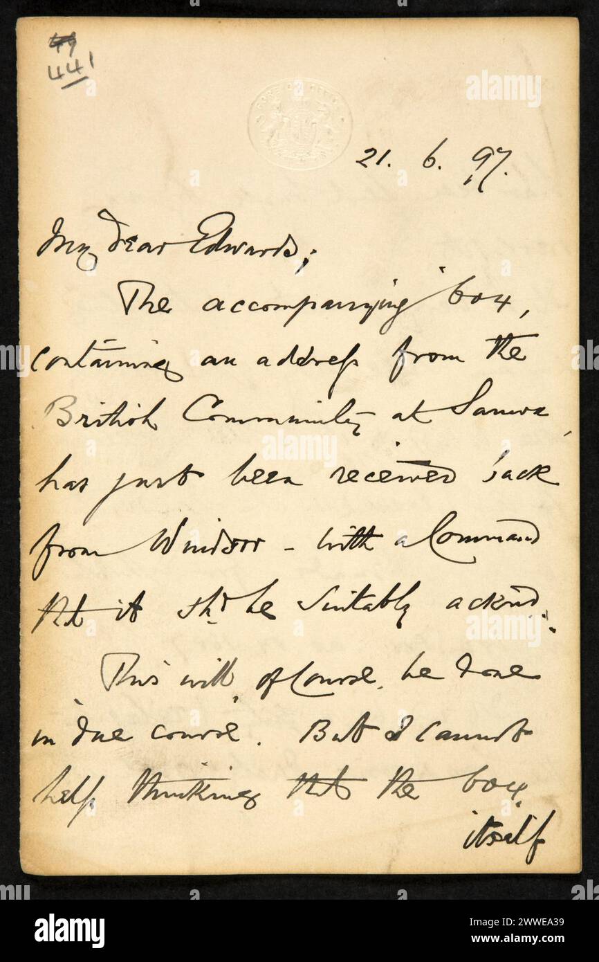The 1897 address from British residents in Samoa to Queen Victoria for ...