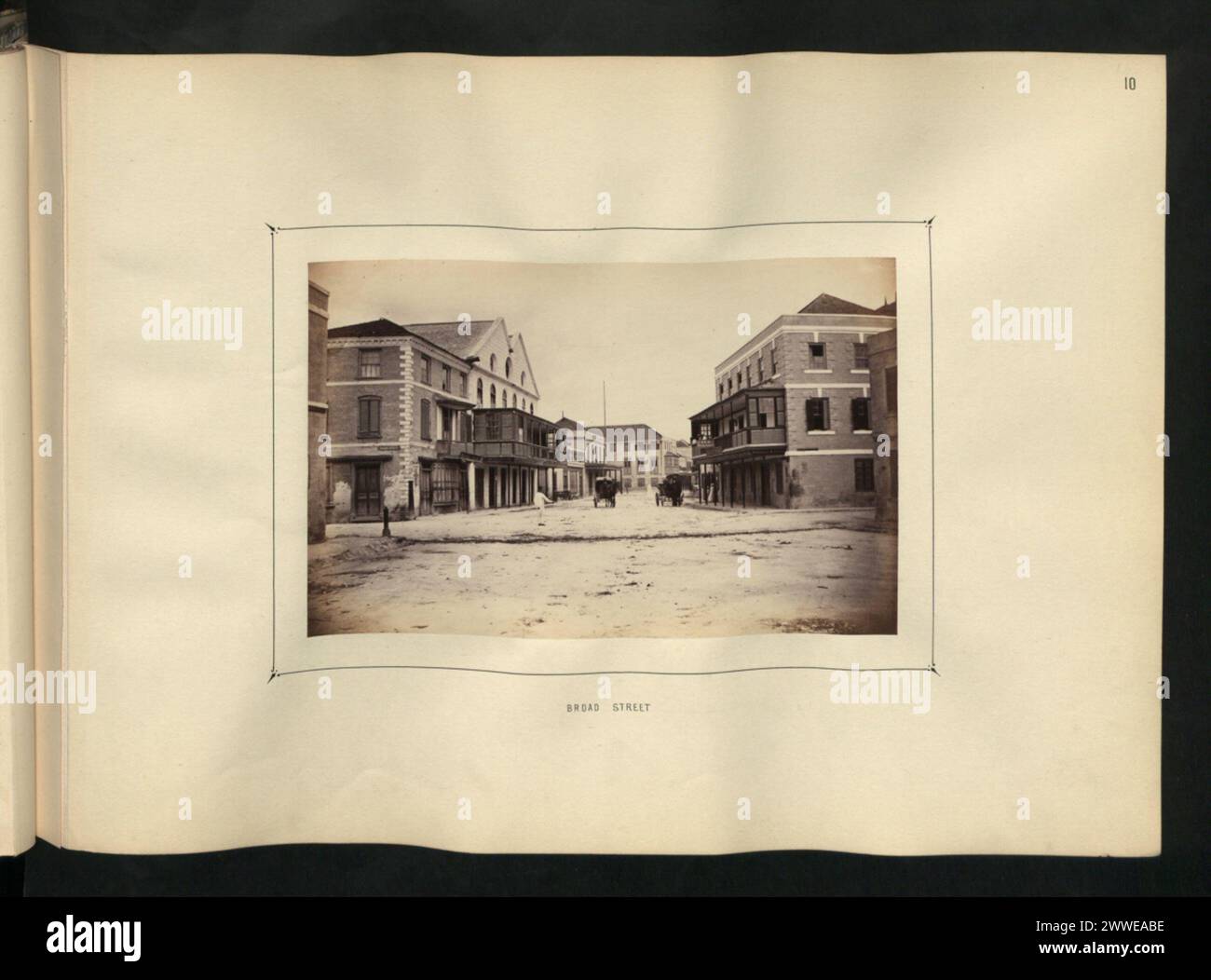 Broad Street in Barbados, 1872, showing an urban street with buildings ...