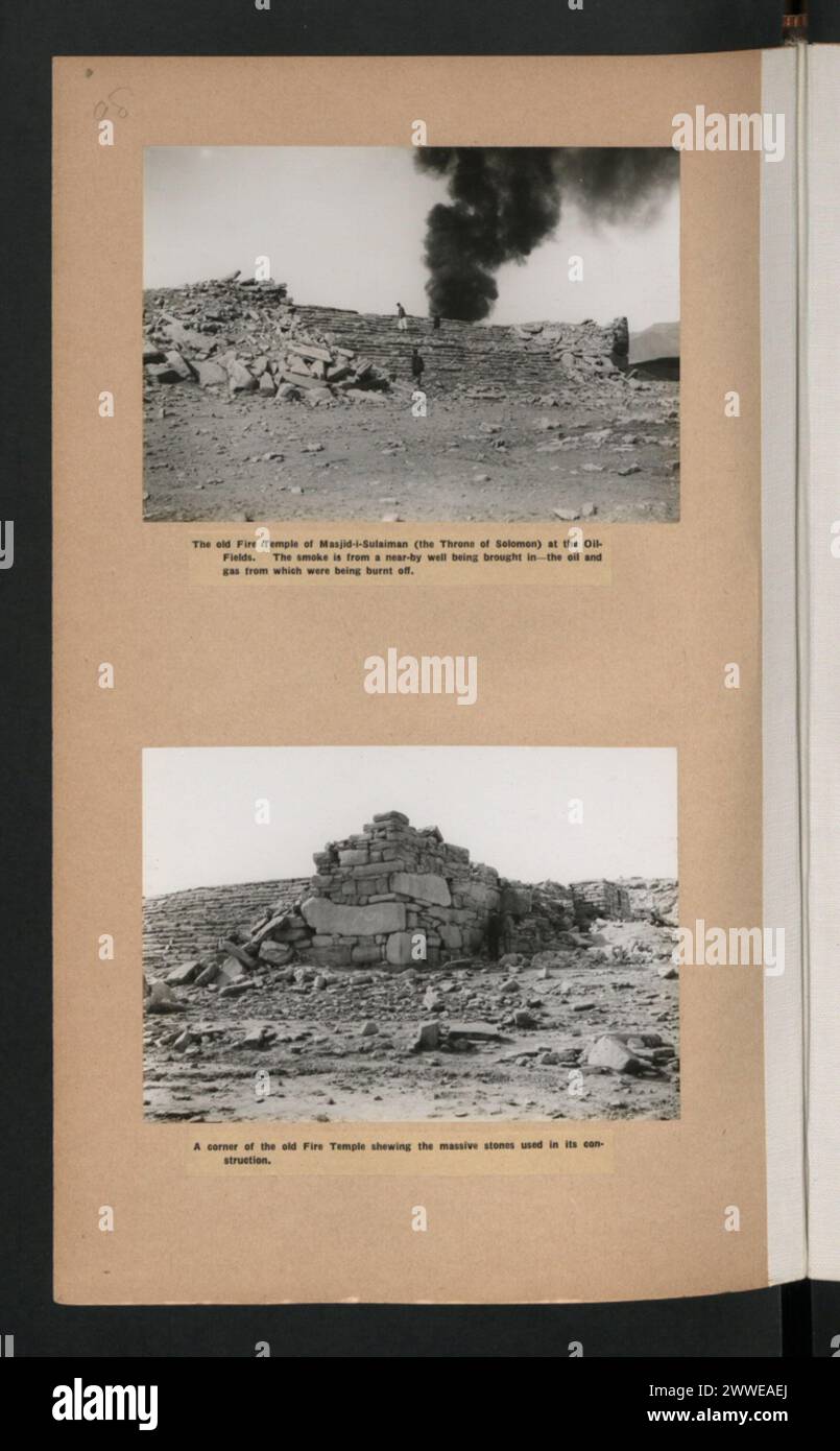 This photograph shows the old Fire Temple of Masjid-i-Sulaiman in the ...