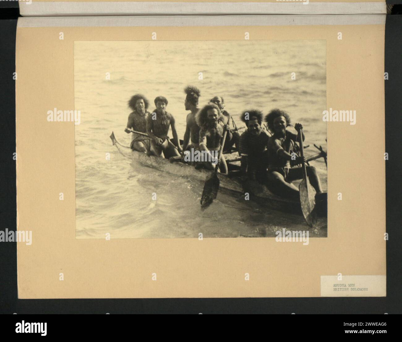 Photograph showing Anudha men from the British Solomon Islands ...
