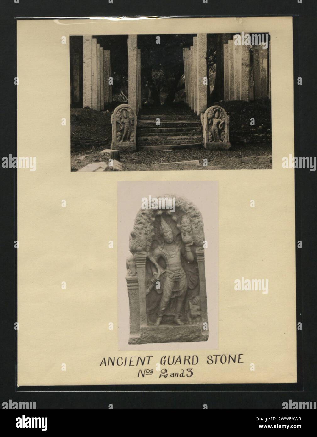 Ancient guard stones numbered 2 and 3 located in Ceylon, part of ...