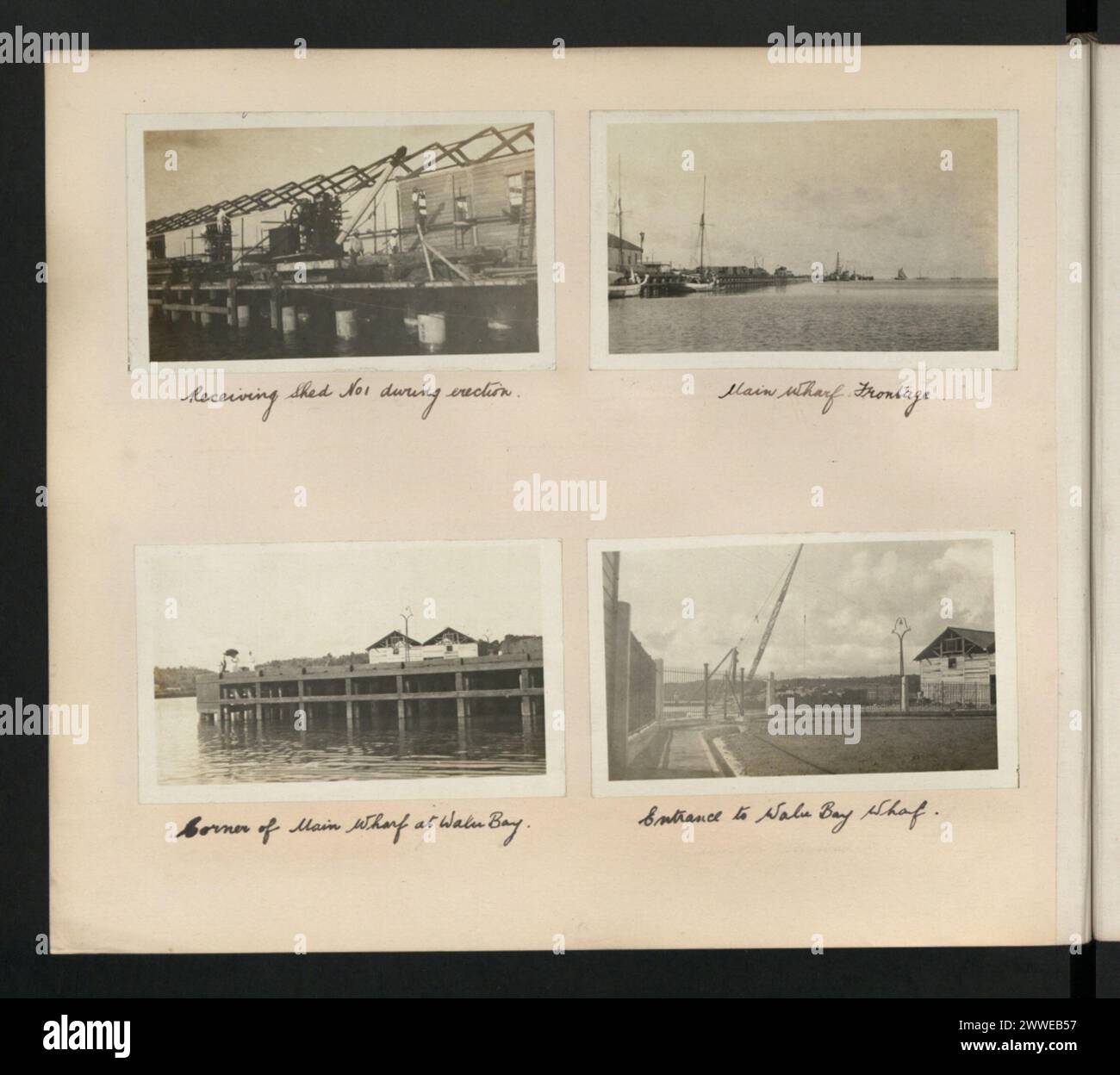 Description: Receiving Shed No 1 during erection. Location: Suva, Fiji ...