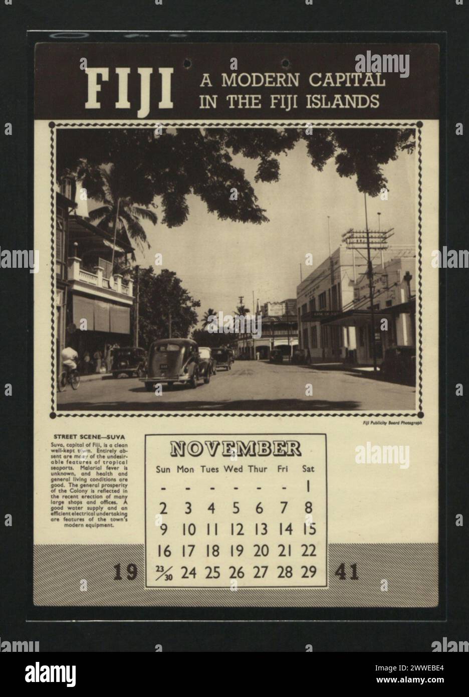 Photograph of Suva, the capital of Fiji, showing a street scene in ...