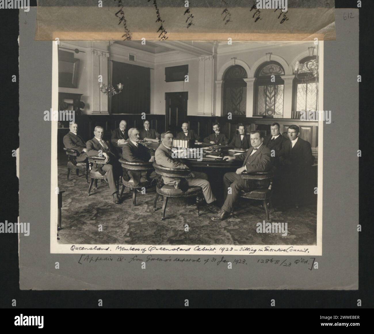 Members of the Queensland Cabinet in 1923, Australia, photographed to ...